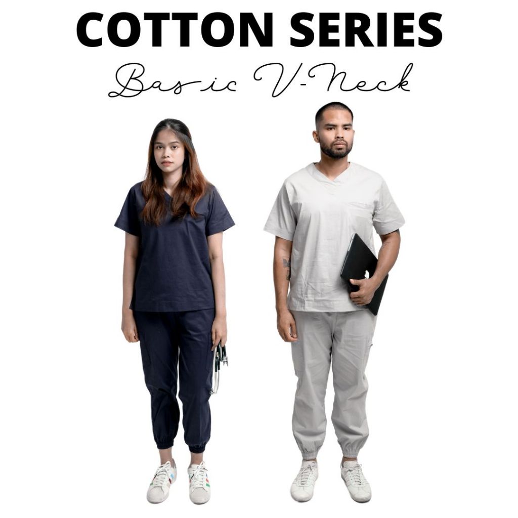 Jual Medical Scrubs Cotton Series: Basic V-Neck | Shopee Indonesia
