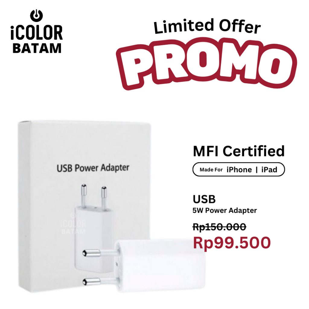 Jual Kepala Charger Type USB 5W Power Adapter - Icolor Batam | Shopee ...