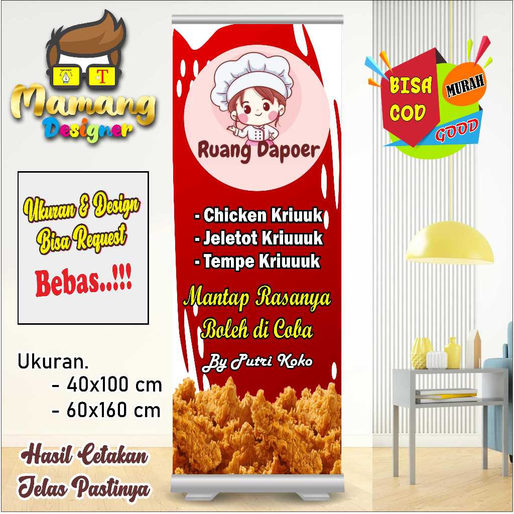 Jual Banner Spanduk Custom Jualan Ayam Crispy atau Chicken bb | Shopee ...