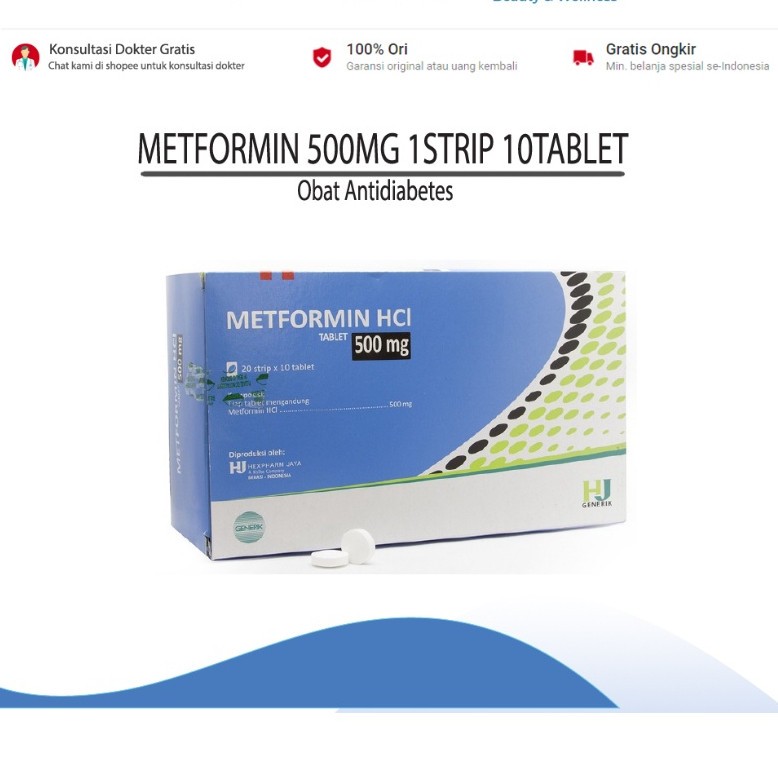 Jual METFORMIN 500MG 1 STRIP 10 TABLET | Shopee Indonesia