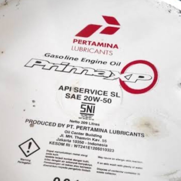 Jual OLI DRUM PRIMA XP 20W-50 API SL Pertamina 209 liter oli motor ...