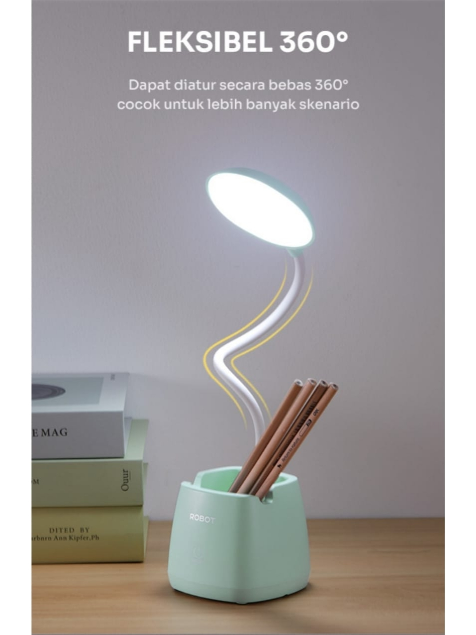 Jual ROBOT Lampu Meja Belajar RT-DL02 White Fleksibel Rechargeable ...