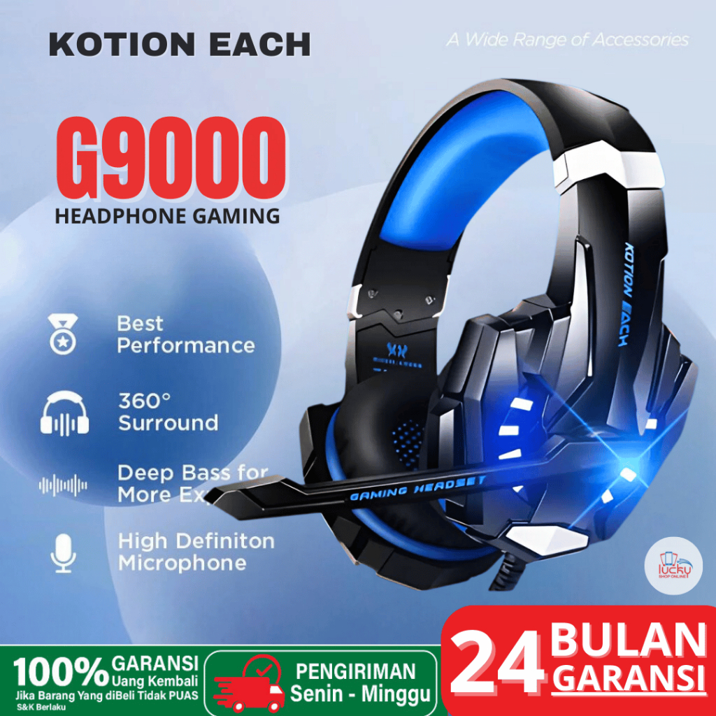 Jual G9000 KOTION EACH GAMING HEADPHONE PLUS MIC MICROPHONE ORIGINAL ...
