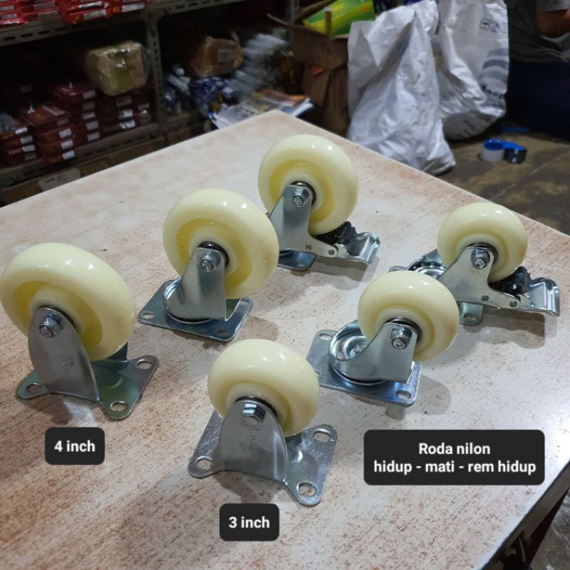 Jual RODA NYLON NILON 3 & 4 INCH HIDUP MATI REM | Shopee Indonesia
