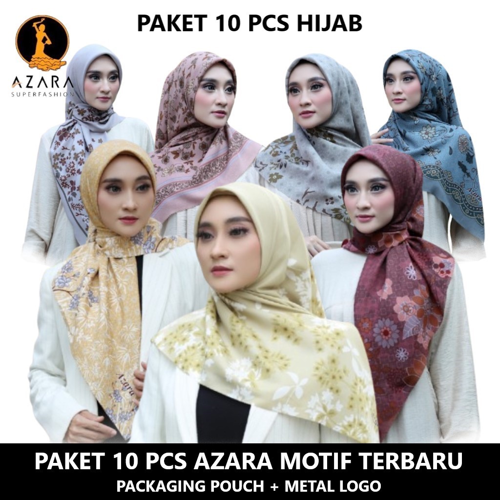 Jual 10 Pcs Hijab Segi Empat Azara Oskara Motif Packingan Pouch Metal ...