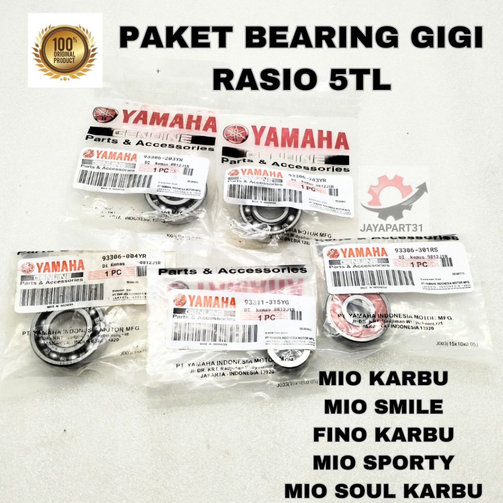 Jual PAKET BEARING GIGI RASIO YAMAHA 5TL ASLI ORIGINAL MIO KARBU, MIO ...