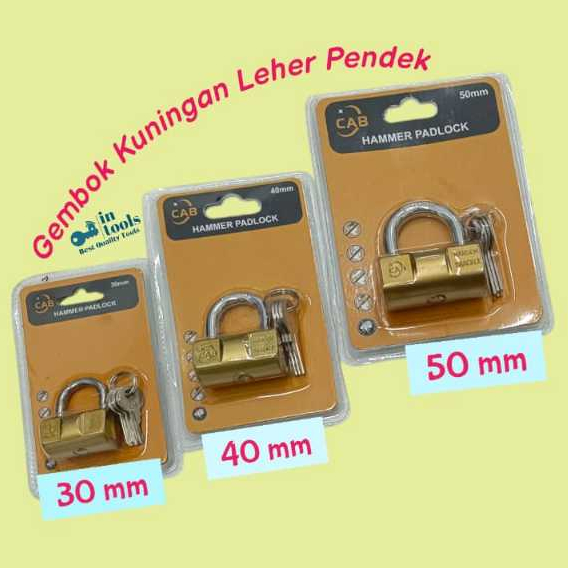 Jual Gembok Besi Kuningan model Balok CAB Uk 30mm, 40mm, 50mm / Gembok ...