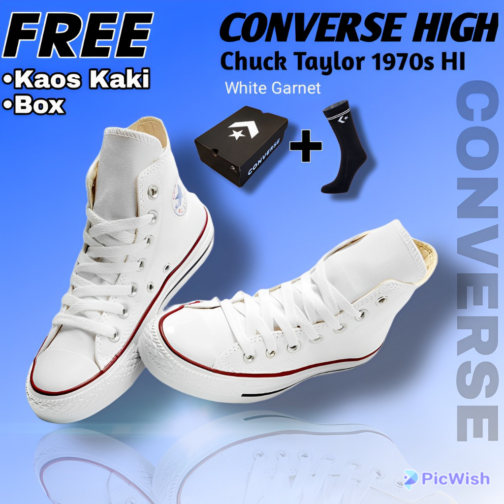 Jual sepatu converse putih tinggi sepatu pria wanita warna putih ...