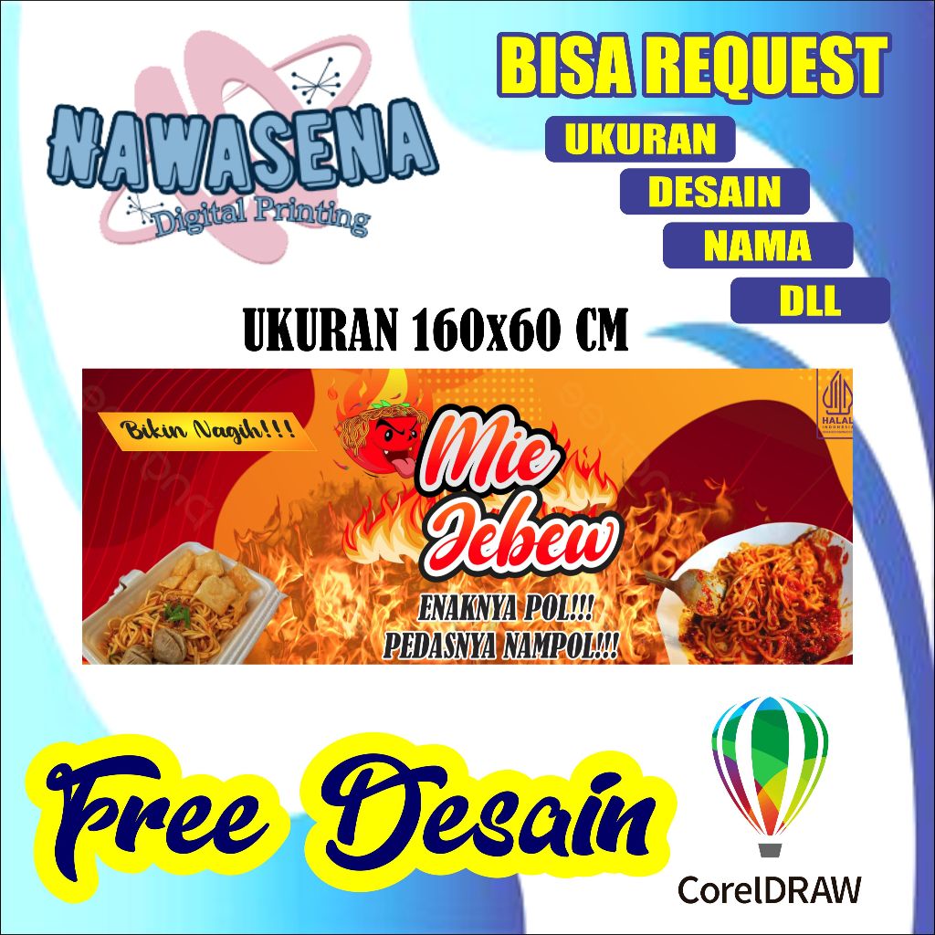 Jual Cetak Spanduk Banner Mie Goyam Custom Design | Shopee Indonesia