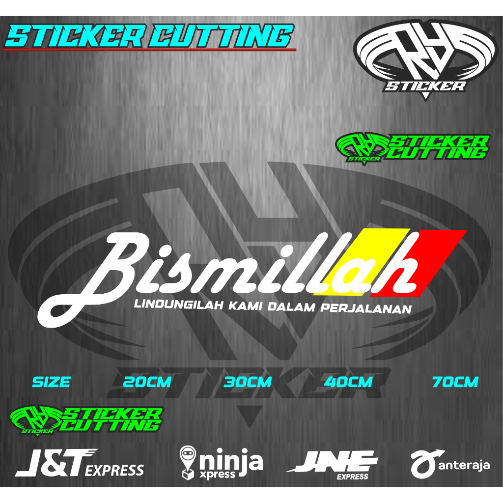 Jual Stiker Truk Bismillah Cutting Sticker Latin Kaca Depan mobil box ...