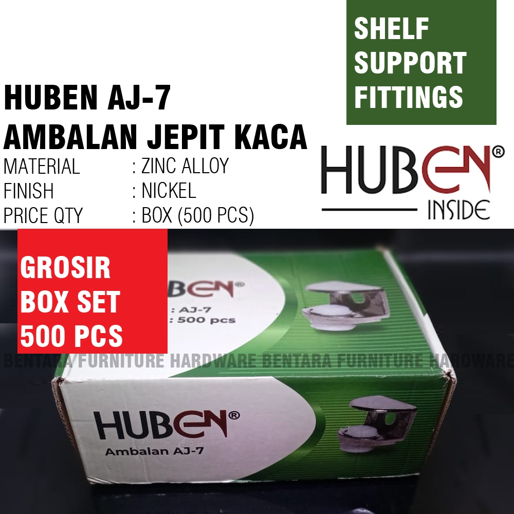Jual 500 X HUBEN AJ-7 AMBALAN JEPIT KACA SHELF SUPPORT FITTING (GROSIR ...
