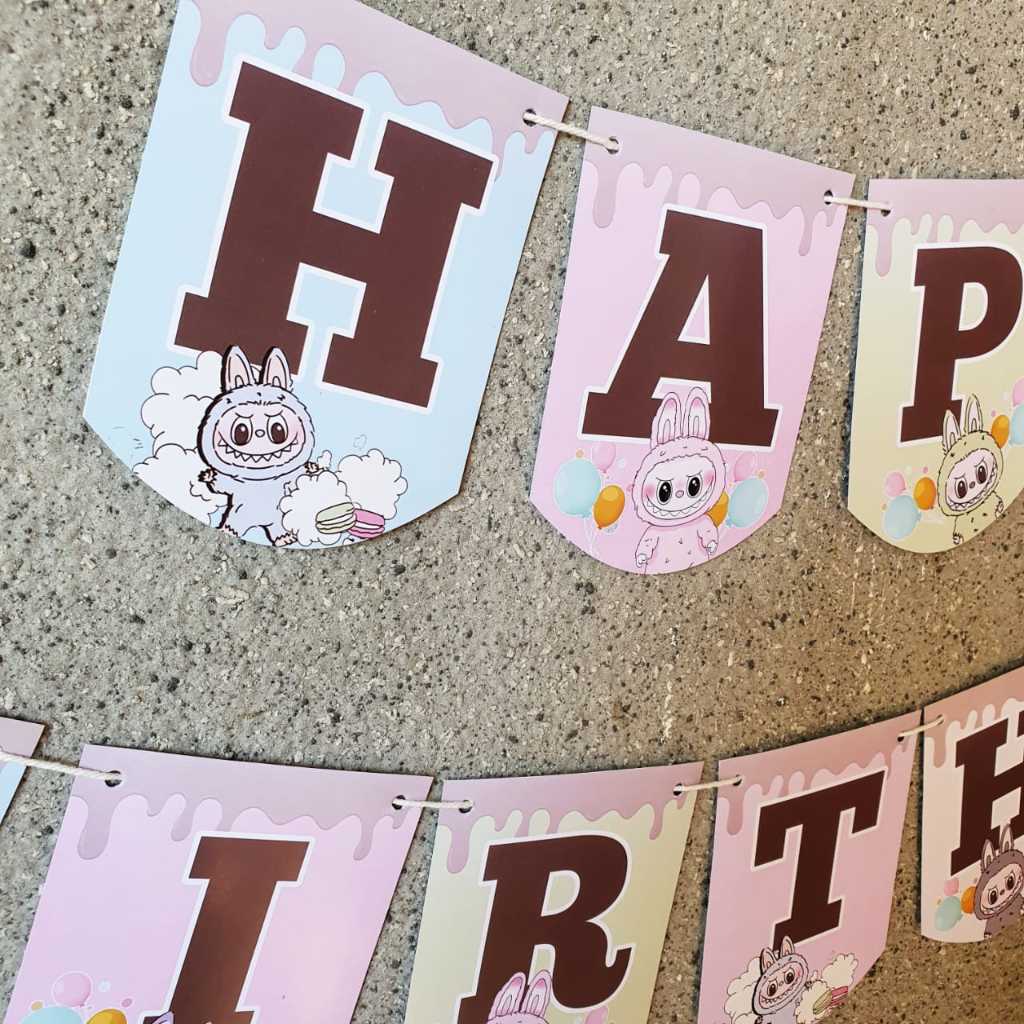 Jual Labubu Flag Banner Bunting Happy Birthday Dekorasi Pesta Hiasan ...