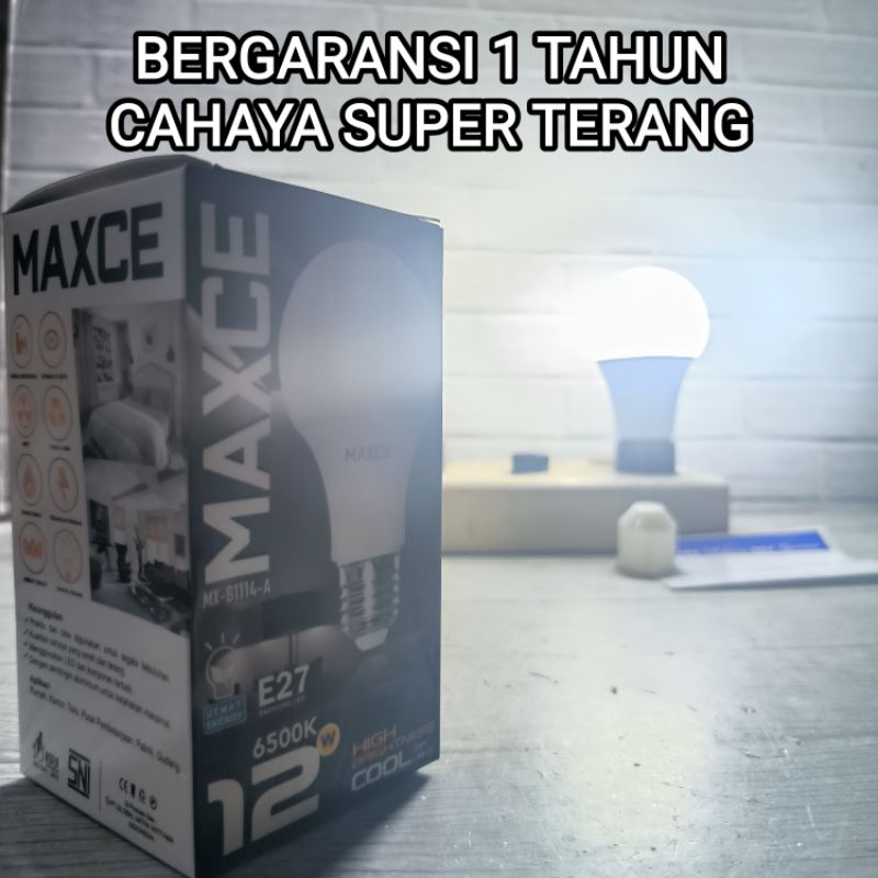 Jual MAXCE LAMPU LED BULB 12W 12 WATT CAHAYA PUTIH SNI BERGARANSI 1 ...