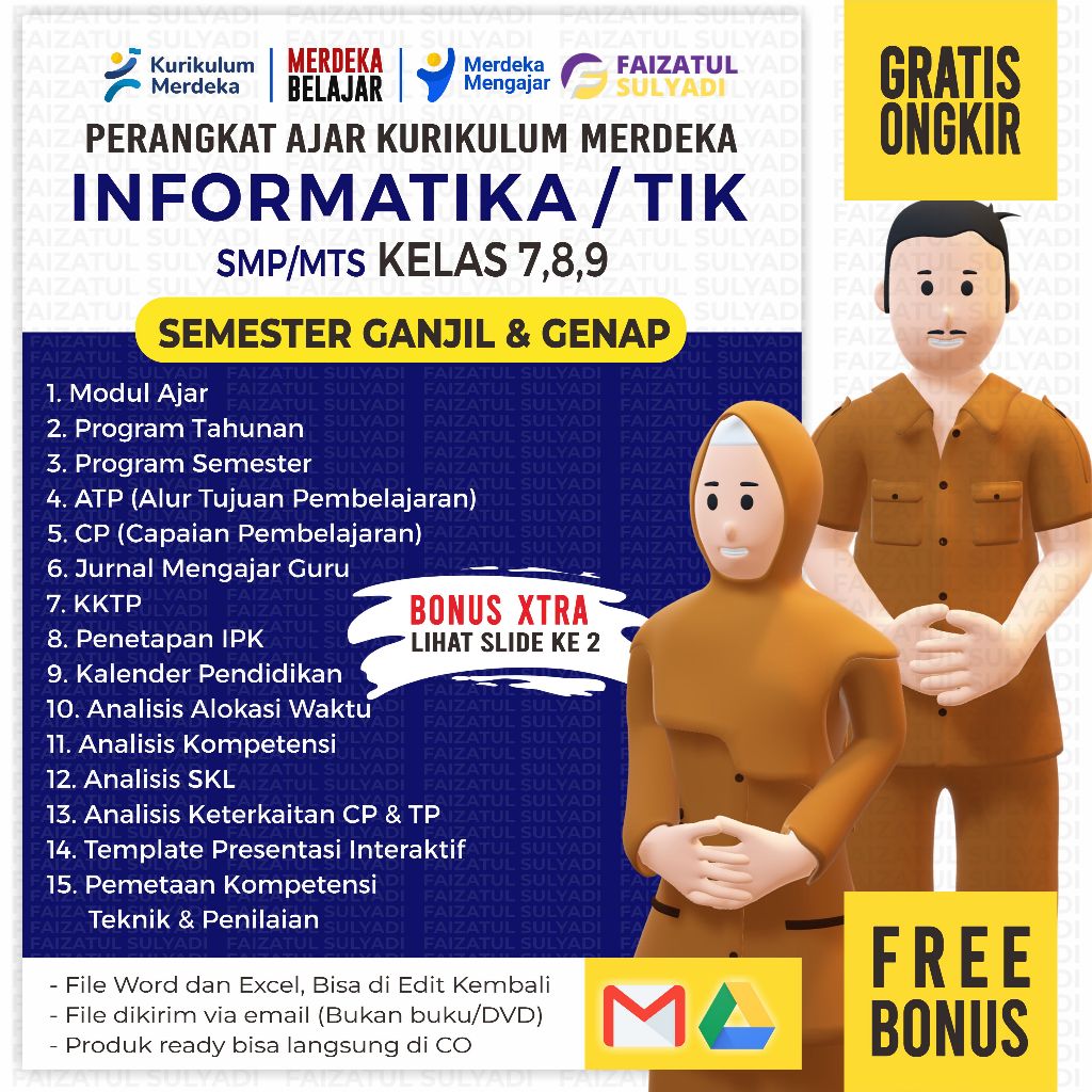 Jual Perangkat Ajar Informatika Kelas 7,8,9 VII, VIII, IX IKM - TIK / TKJ Kumer - Kurikulum ...