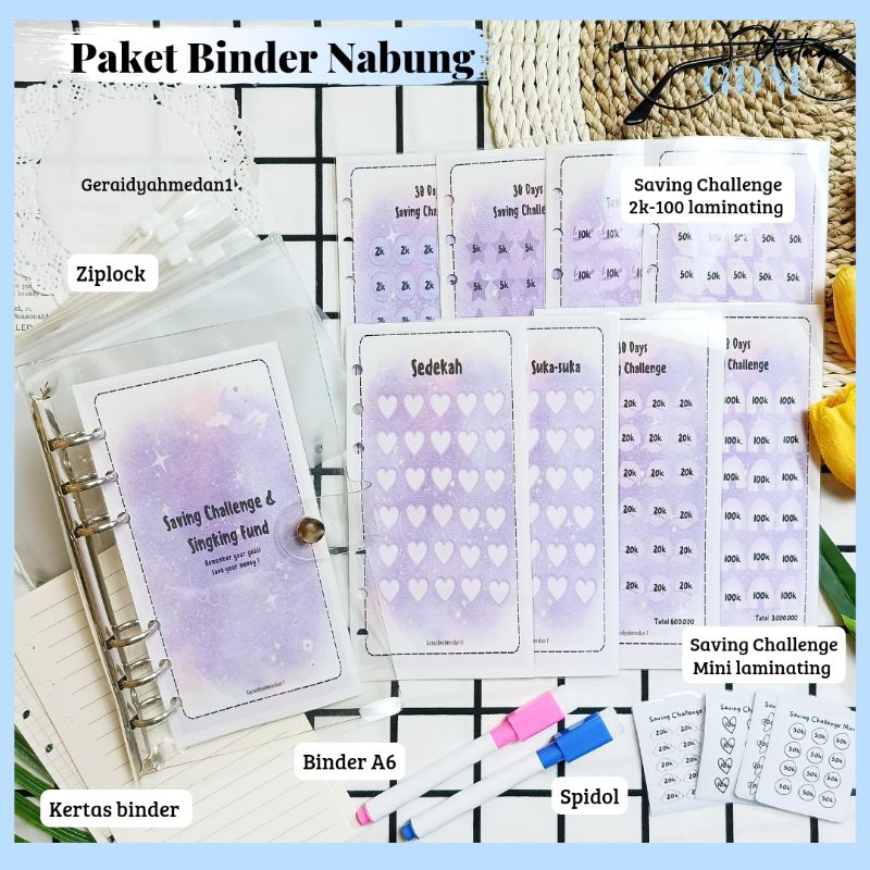 Jual Paket Binder Nabung Lengkap Motif Galaksi Aesthetic | Shopee Indonesia