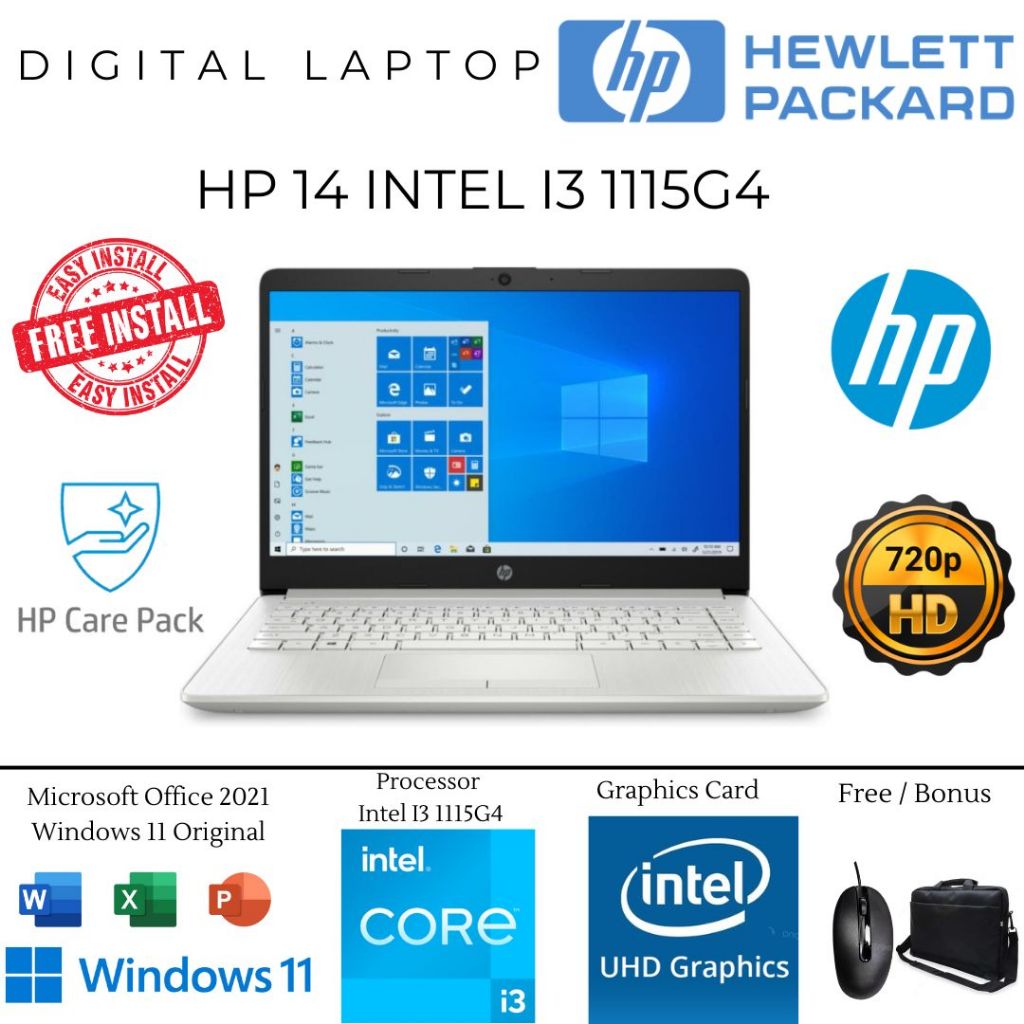 Jual Laptop HP 14 Intel Core i3 1115G4 RAM 8GB 512GB SSD 14 Inch ...