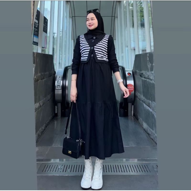 Jual Gamis rompi salur Sonia busui friendly sonia dress cringkle ...