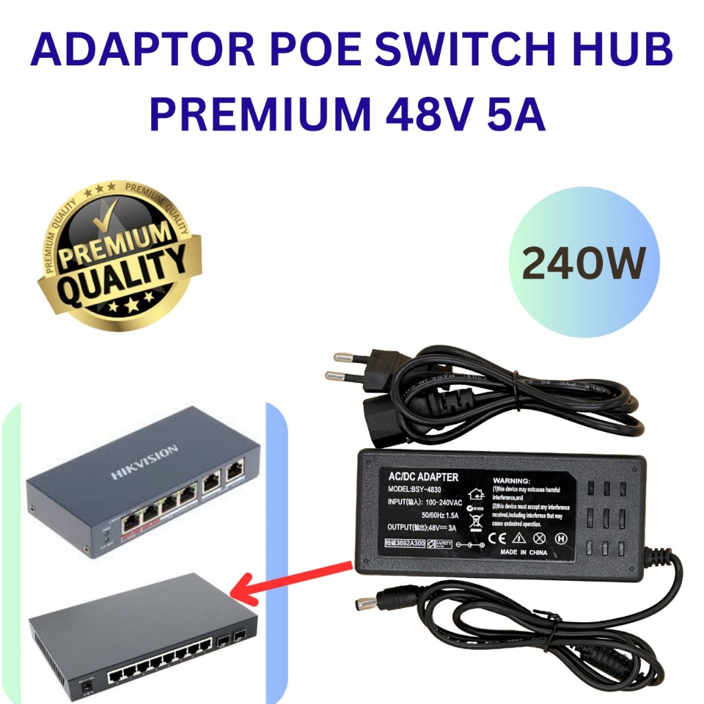 Jual Adaptor Poe Switch 48V 5A / 48V 3A adapter 48 Volt 3 ampere ...