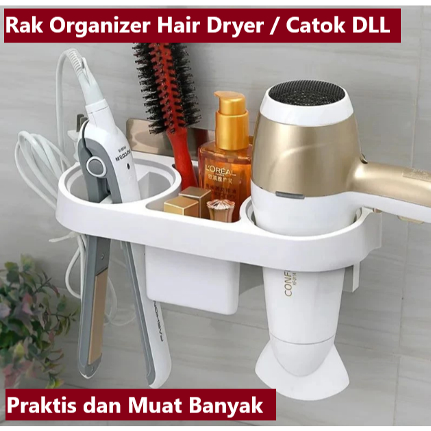 Jual Rak Dinding Organizer Holder Hair Dryer Catok Skincare / Rak Wastafel Kamar Mandi | Shopee ...