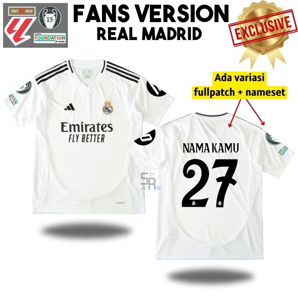 Jual Jersey Real Madrid 2024 2025 Home Baju Sepak Bola RMFC 24 25 putih ...