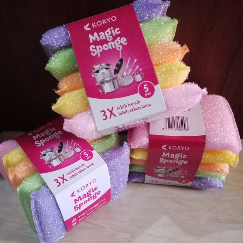 Jual Sponge Cuci Piring Rainbow isi 5/Magic Sponge/Spons Cuci Piring ...