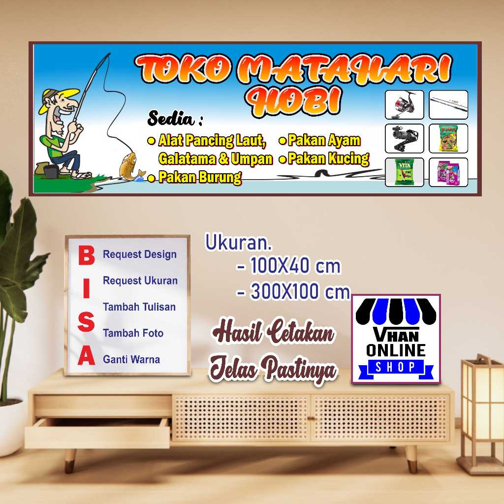 Jual Spanduk Banner Custom Toko Pancing dan Pakan Burung Keren | Shopee ...