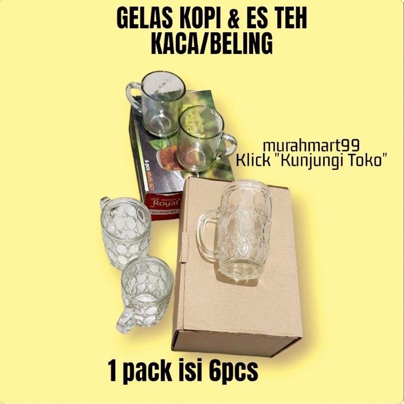 Jual GELAS KACA ES TEH & KOPI (1PACK ISI 6PCS) | Shopee Indonesia