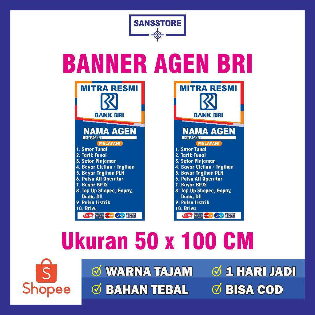 Jual BANNER AGEN BRILINK 50X100 CM SPANDUK BENNER BANER | Shopee Indonesia