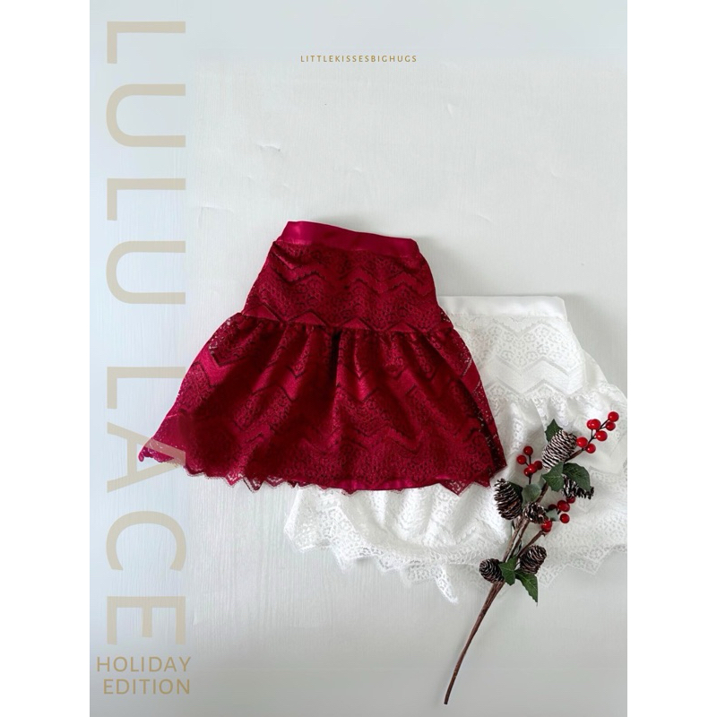 Jual Littlekisses: Lulu Lace Skirt Holiday edition (Bawahan Lace Merah ...