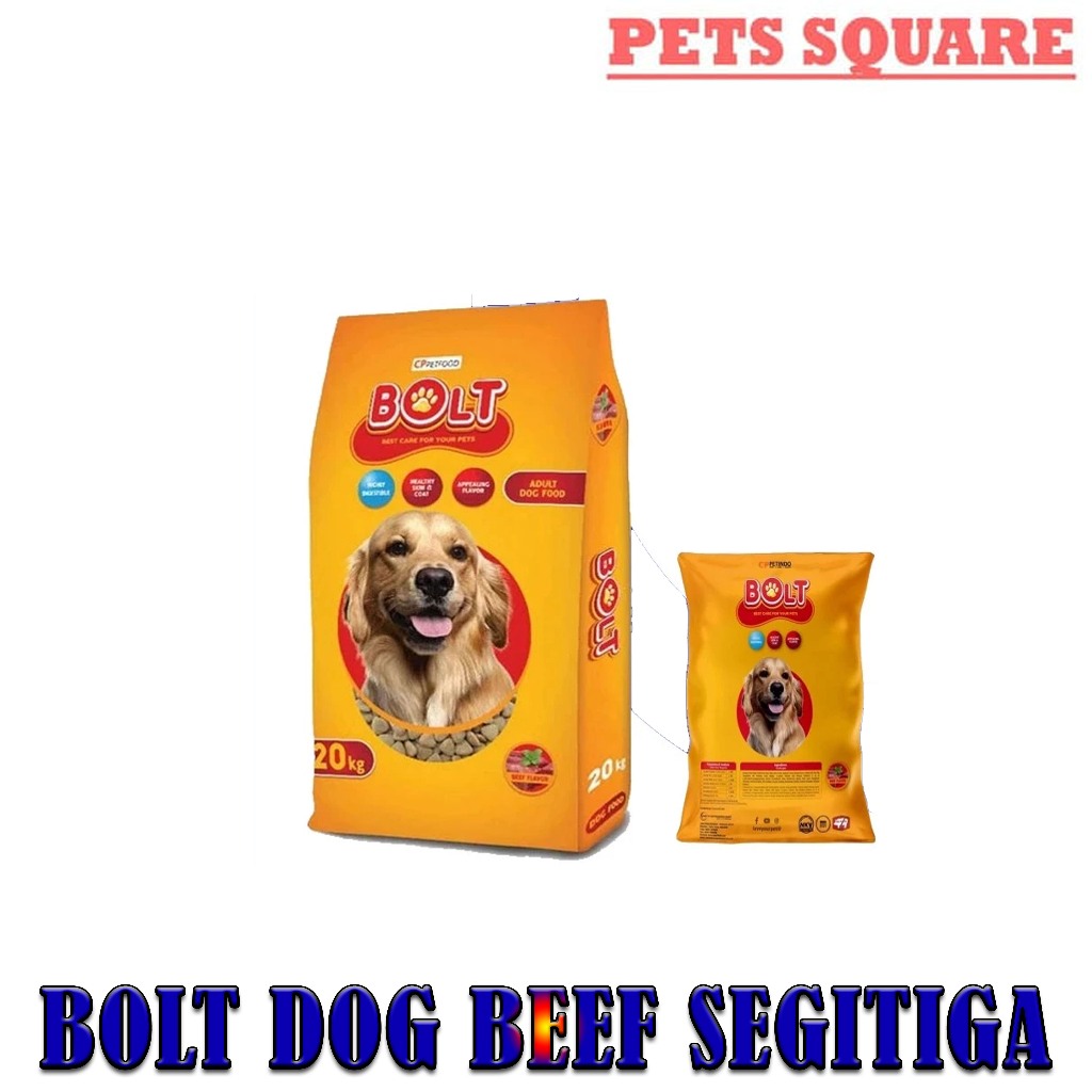 Jual Makanan Anjing Bolt Dog Beef Segitiga 1kg (G/G) | Shopee Indonesia