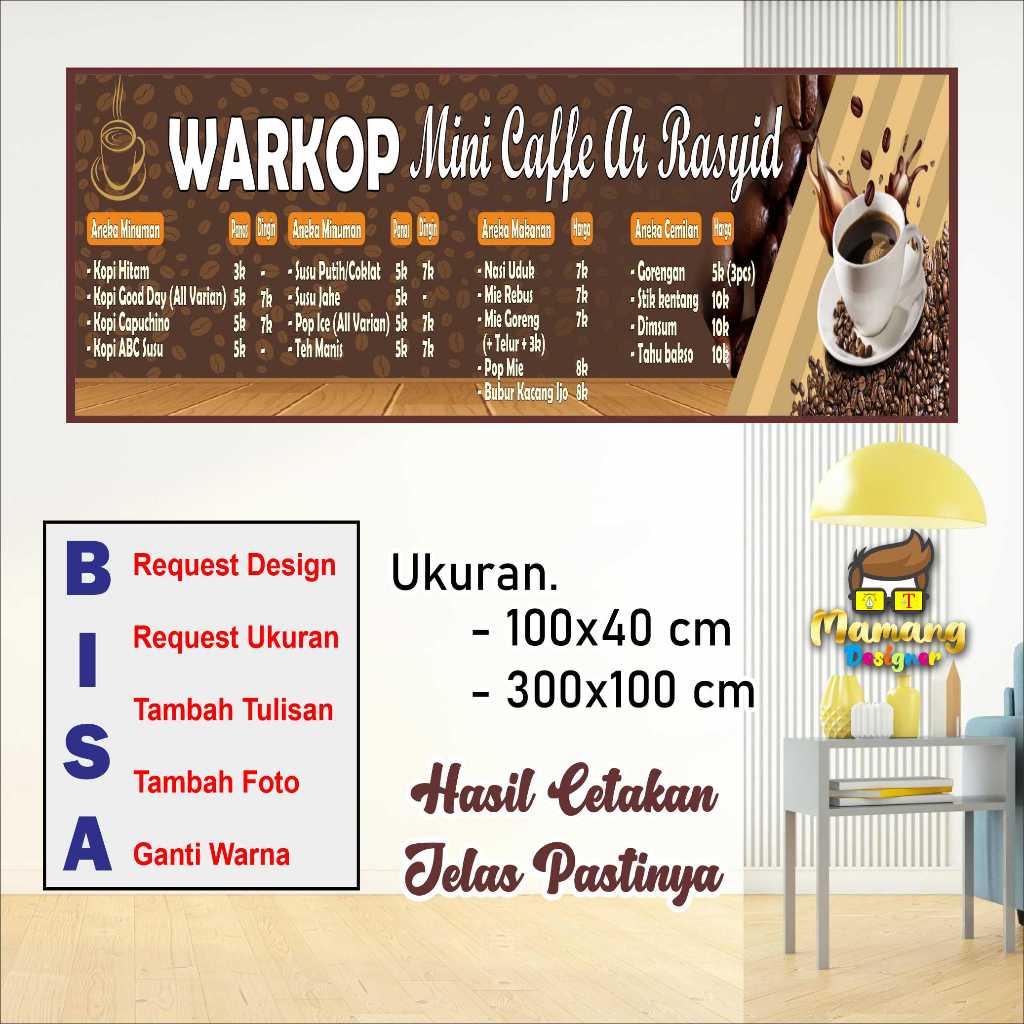 Jual Cetak Spanduk Banner Warung Kopi atau Warkop Warna Coklat bb ...