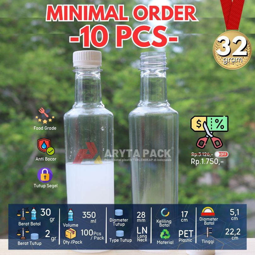 Jual Botol plastik PET 350ml marjan madu minuman mineral jus susu kopi ...