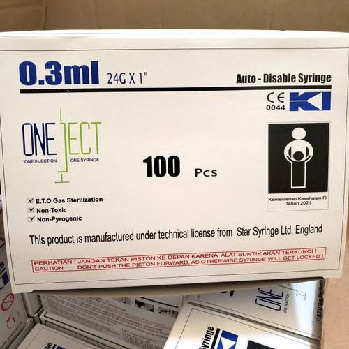 Jual ONEJECT 0,5ML SPUIT SYRINGE ONE JECT 0,5ML/CC JARUM SUNTIK - SPUIT ...