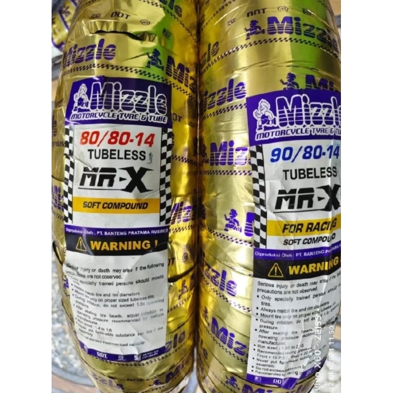 Jual PAKET BAN MATIC TUBELESS MIZZLE SOFT COMPOUND MR-X 80/80-14 & 90/ ...