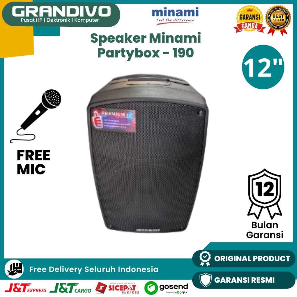 Jual Speaker Portable Minami Partybox 190 Speaker Bluetooth 12 Inch ...