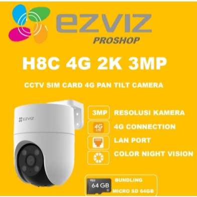 Jual Ezviz H8C 4G 2K 3MP Outdoor Pan & Tilt CCTV Wifi Sim Card Simcard Pro Garansi Resmi ...