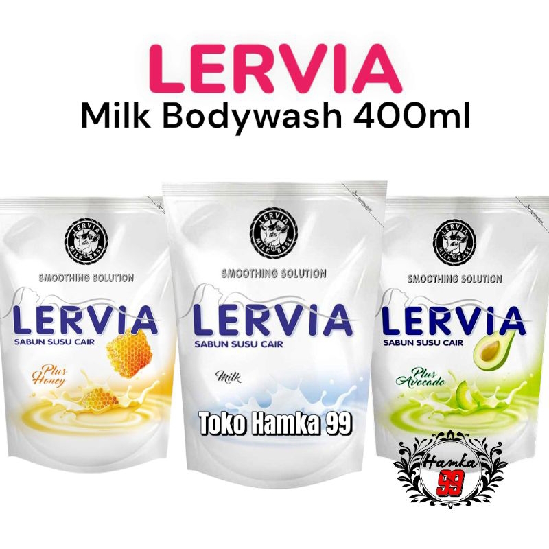 Jual Sabun Cair Lervia 400ml Milk Body Wash Refill Avocado Honey ...