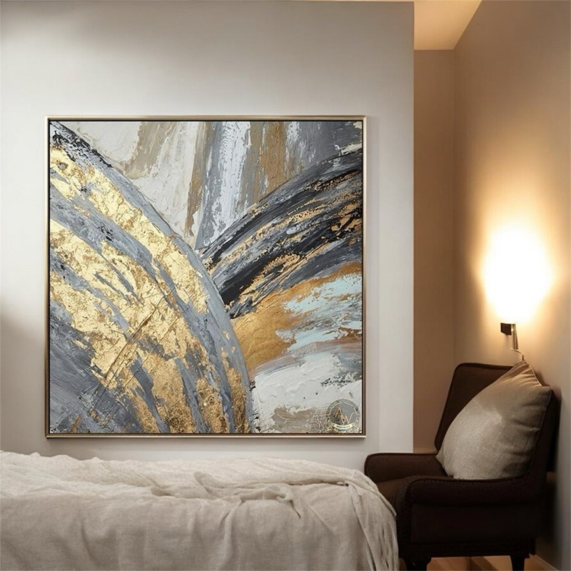 Jual lukisan abstrak modern art aesthetic gold | Shopee Indonesia