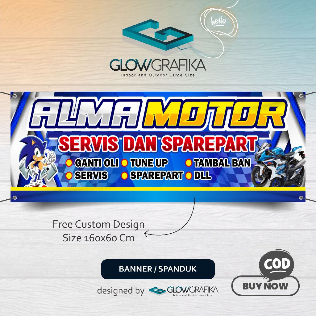Jual Cetak Spanduk Banner Bengkel Motor Model Biru | Shopee Indonesia