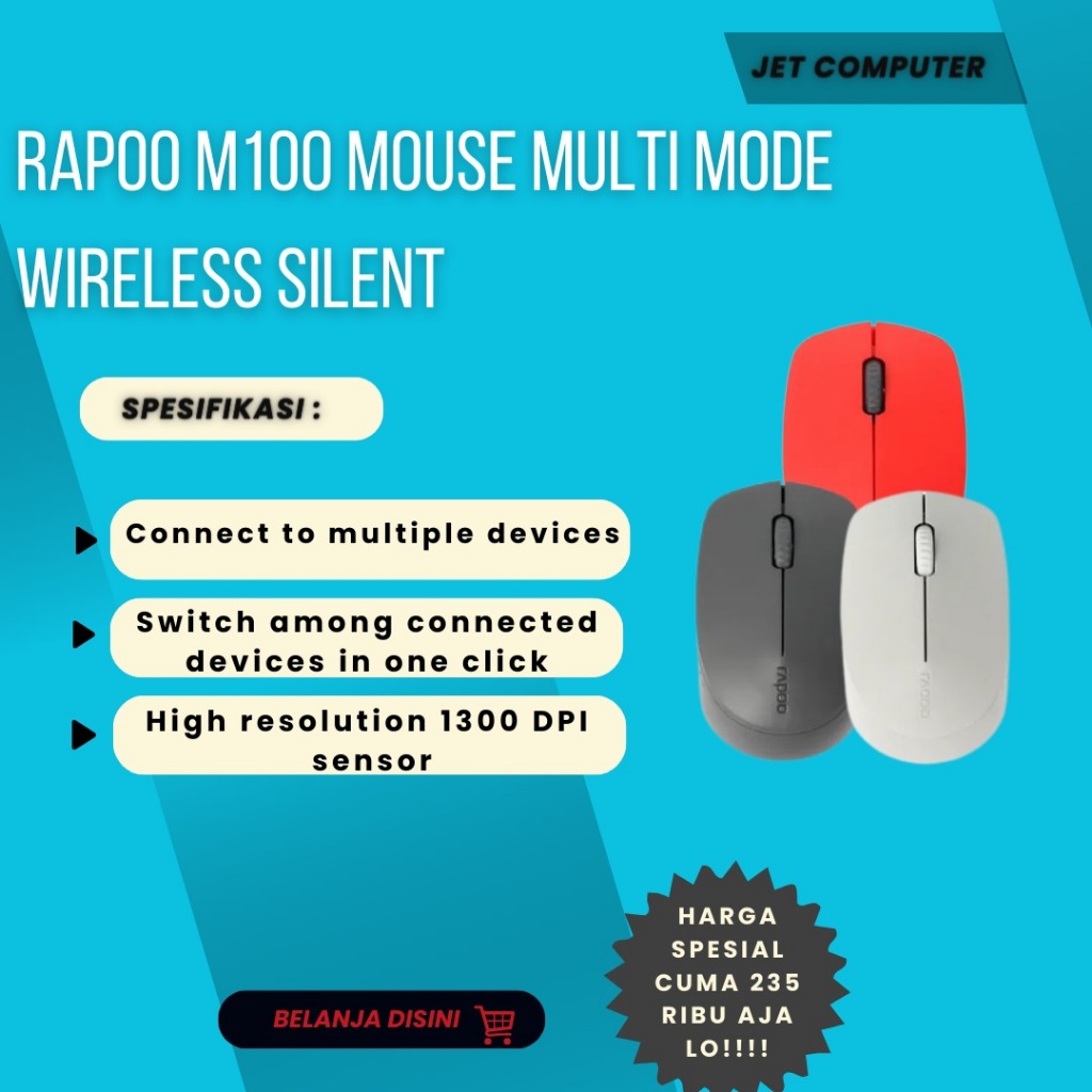 Jual Rapoo M100 Wireless Mouse Office - Multimode Silent Optical ...
