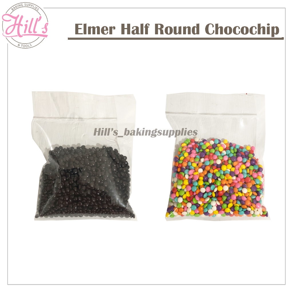 Jual ELMER CHOCOCHIPS SETENGAH BULAT 250 gr DARK COLOR BAKE STABLE ...