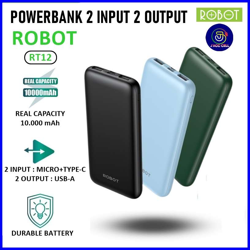 Jual PB ROBOT RT12 Powerbank 10.000 mAh Dual Input Dual Output Robot ...