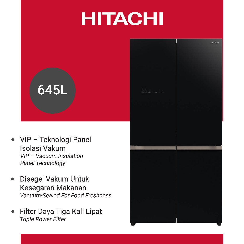 Jual HITACHI Kulkas Bottom freezer 713L Glass Black R-WB700VGD2 ...