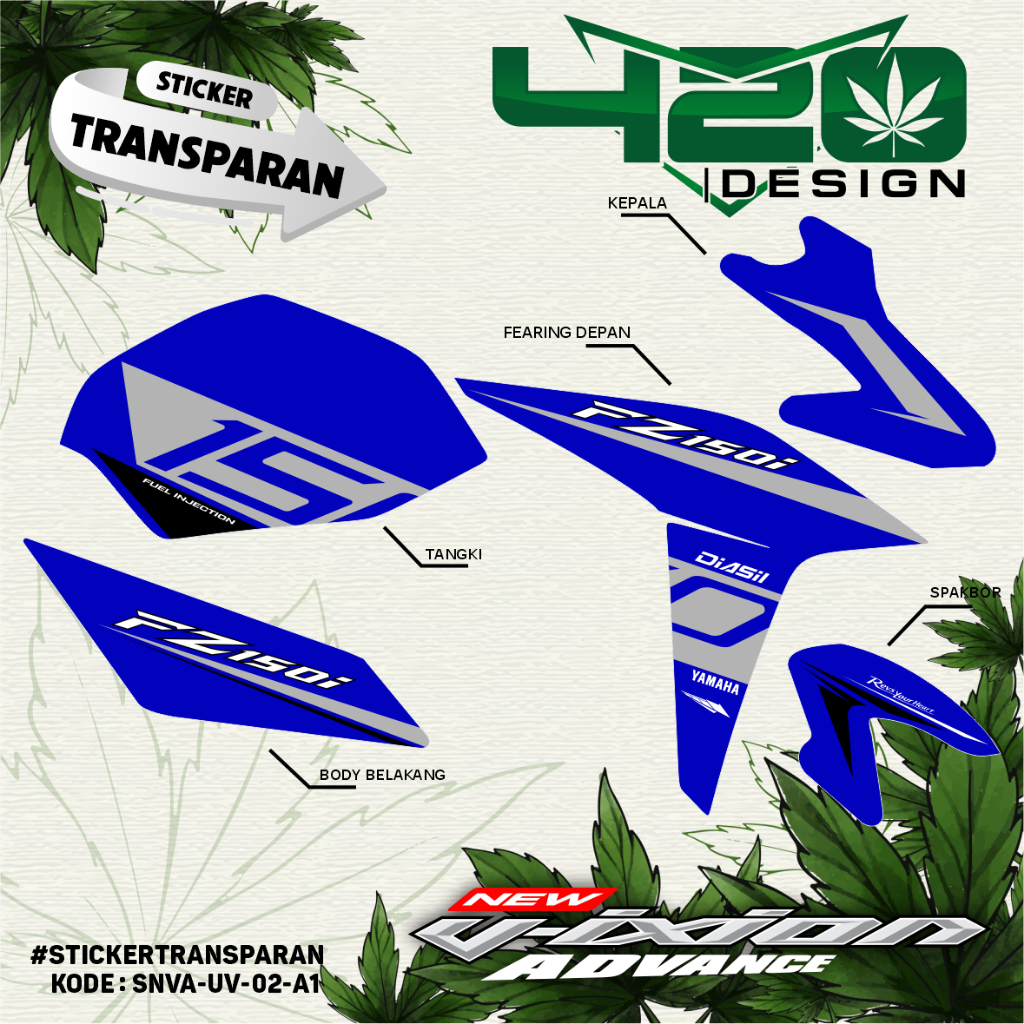 Jual Sticker Striping Vixion Advance NVA FZ 150 Custom Transparan - Stiker Striping Transparan ...