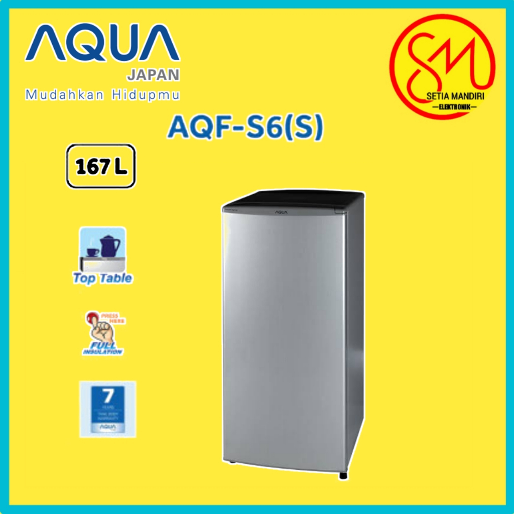 Jual AQUA AQFS6 Kulkas 1 Pintu 6 Rak 167 Liter Full Insulation AQF-S6(S)(DS) | Shopee Indonesia