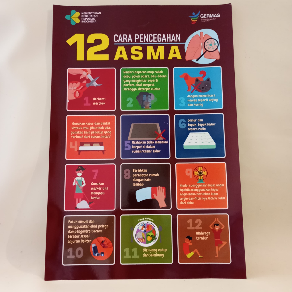 Jual Poster 12 Cara Pencegahan Asma | Poster Penyakit Asma | Shopee ...