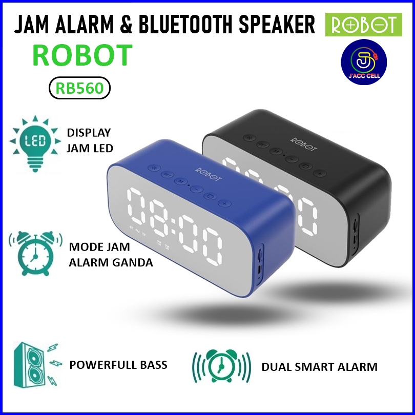 Jual Bluetooth Speaker Robot RB560 Jam Alarm LED Display Jam Meja ...