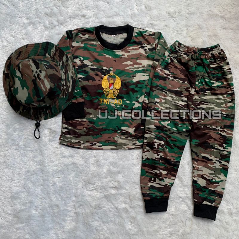 Jual Setelan kaos anak panjang loreng kasad free topi rimba - Baju setelan anak satu set loreng ...
