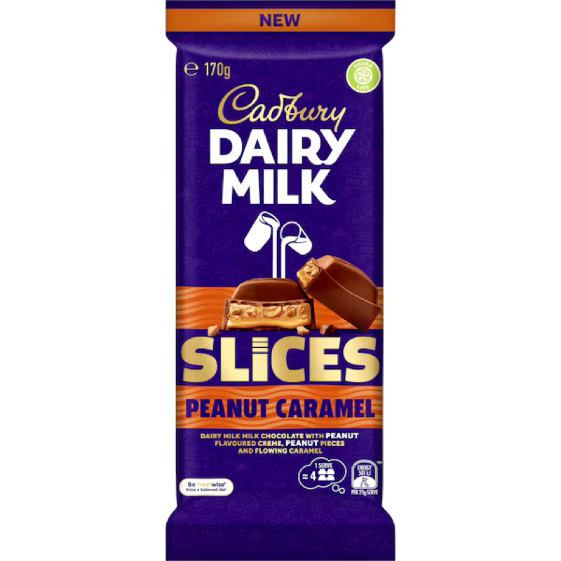 Jual Cadbury Dairy Milk Slices Peanut Caramel Chocolate Block 170g ...