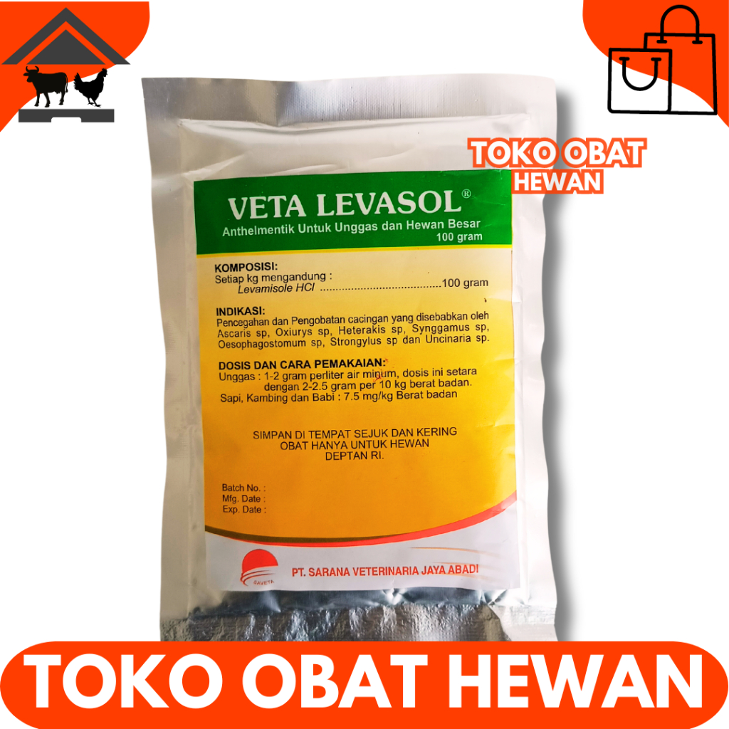 Jual VETA LEVASOL 100 GRAM - Obat Cacing Ayam Unggas - Obat Cacing Sapi Kambing Babi Ternak ...
